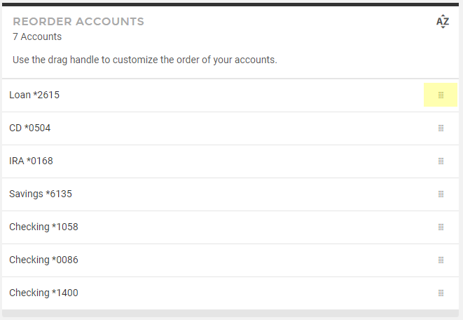 Application Settings: Reorder Accounts